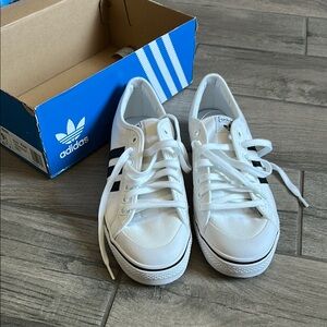 adidas | Shoes | Adidas Classic White Canvas Sneakers With Black Detail ...